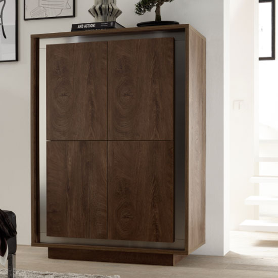 Borden Wooden Highboard In Cognac Oak | Furniture in Fashion