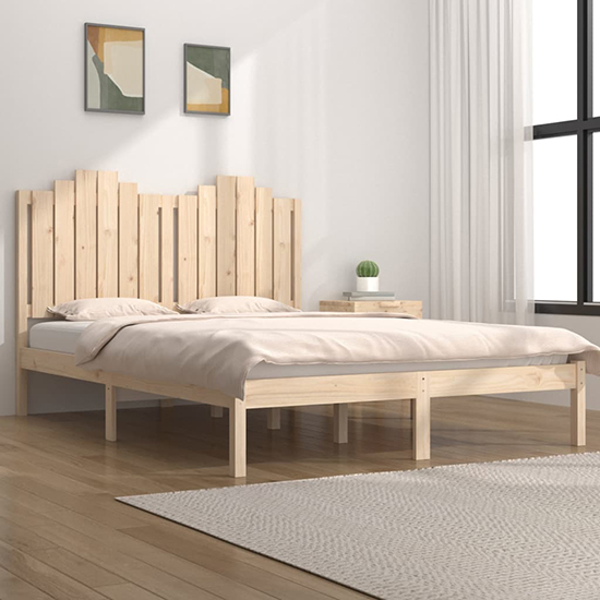 Boreas Solid Pinewood Small Double Bed In Natural | Furniture in Fashion