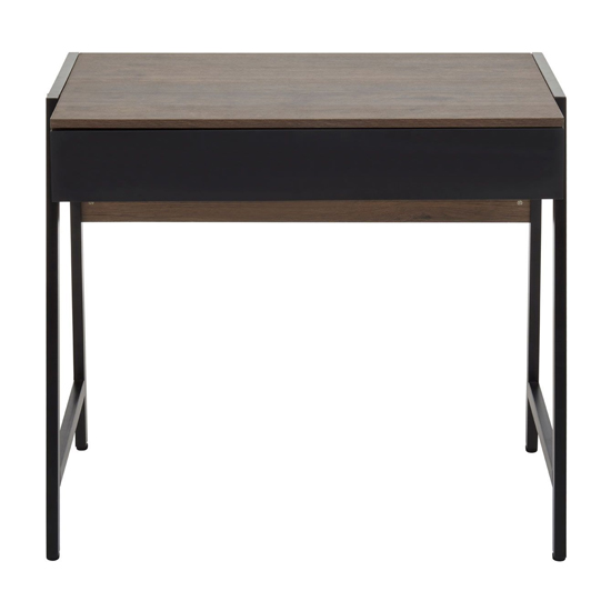 Bradken Dark Oak Wooden Computer Desk With Black Metal Frame ...