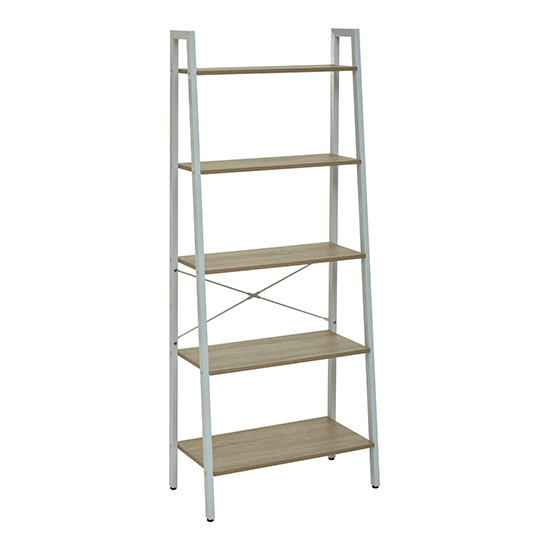 Bradken Ladder 5 Tier Wooden Shelving Unit In Natural Oak | Furniture ...