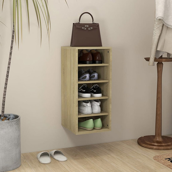 Branko Wooden Shoe Storage Rack With 5 Shelves In Sonoma Oak