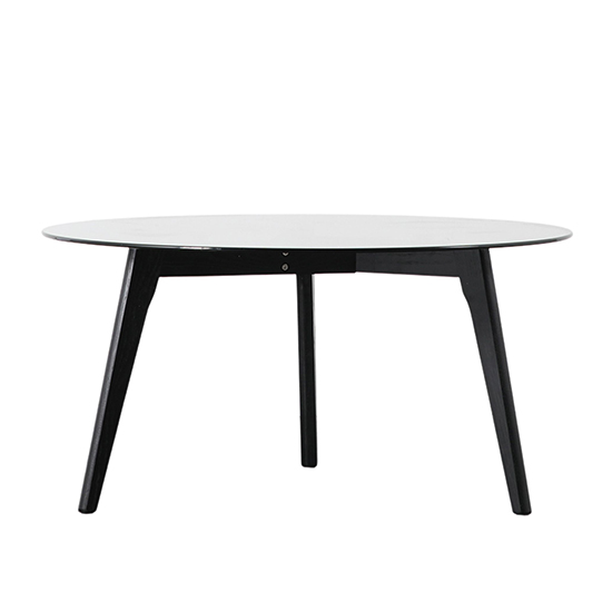 Brix Smoked Glass Round Coffee Table In Black Oak Base