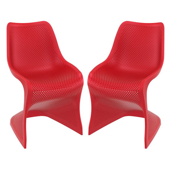 Brora Outdoor Red Stackable Dining Chairs In Pair