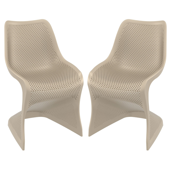 Brora Outdoor Taupe Stackable Dining Chairs In Pair