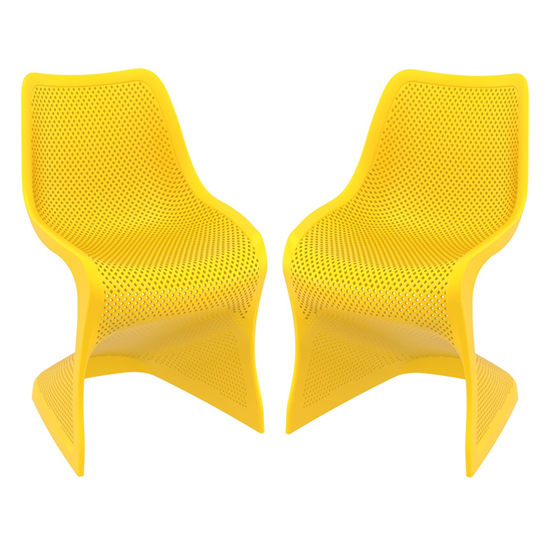 Brora Outdoor Yellow Stackable Dining Chairs In Pair