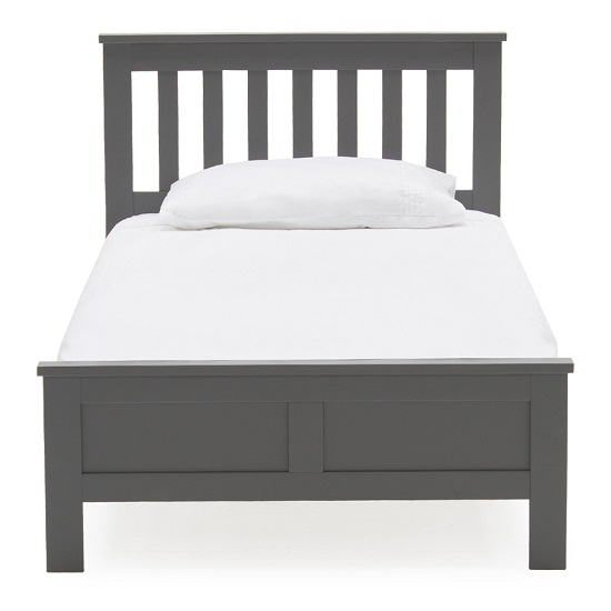 Buntin Wooden Single Size Bed In Grey Painted Finish | Furniture in Fashion