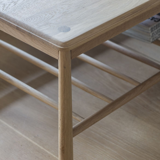 Burbank Rectangular Oak Wood Coffee Table In Oak