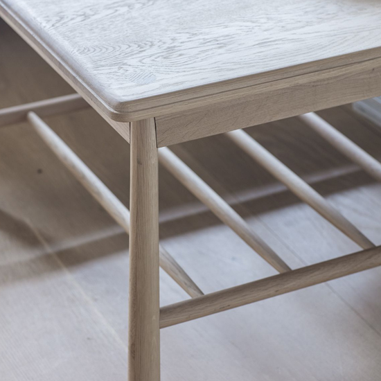 Burbank Rectangular Oak Wood Coffee Table In Oak