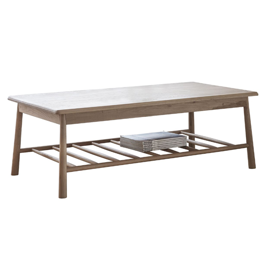 Burbank Rectangular Oak Wood Coffee Table In Oak