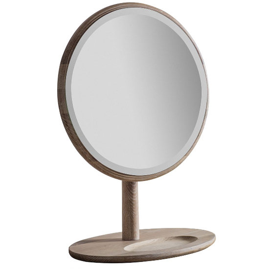 Burbank Round Dressing Mirror In Oak Wooden Frame | Furniture in Fashion