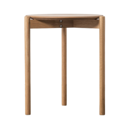 Burlap Wooden Round Side Table In Natural