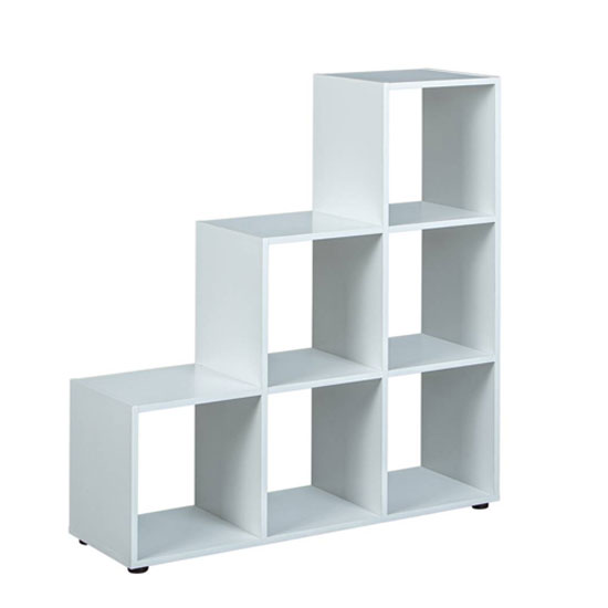 Caboto FSC 3 Tier Display Shelves In White With 6 Compartments | FiF