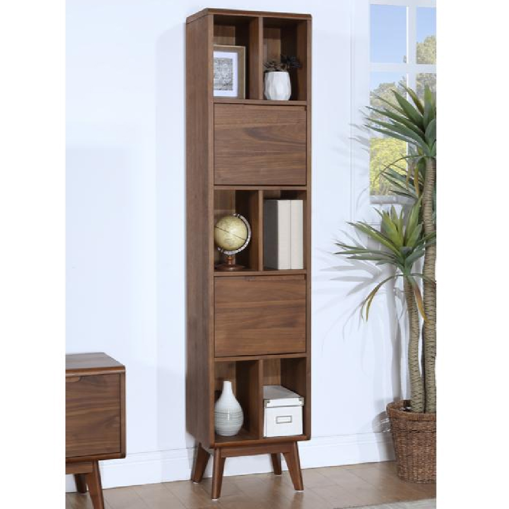 Cairo Wooden Bookcase With 2 Doors In Walnut | Furniture in Fashion