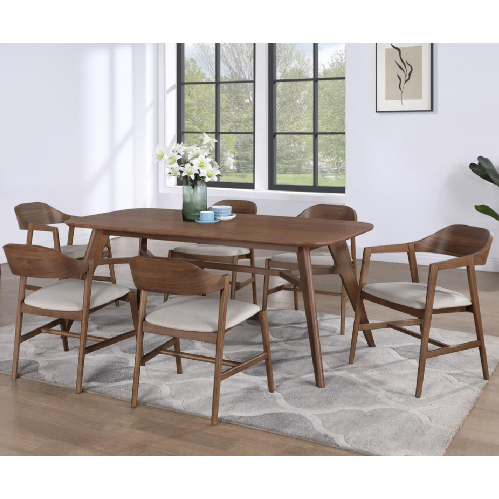 Rivero Dining Table Rectangular In Light Oak 6 Dining Chairs ...