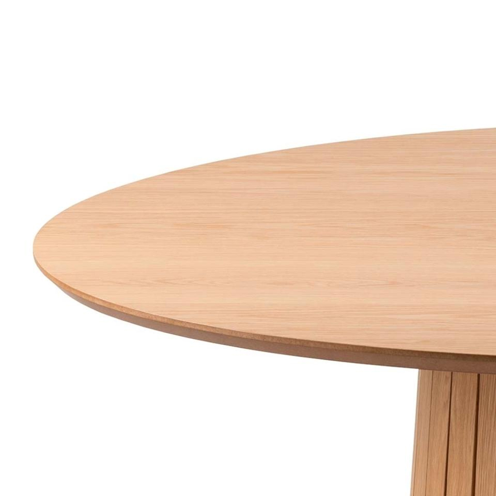 Calais Wooden Round Dining Table In Matt Oak