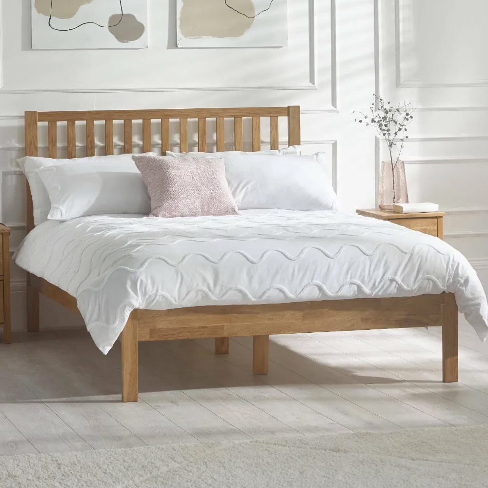 Calliope Wooden King Size Bed In Oak