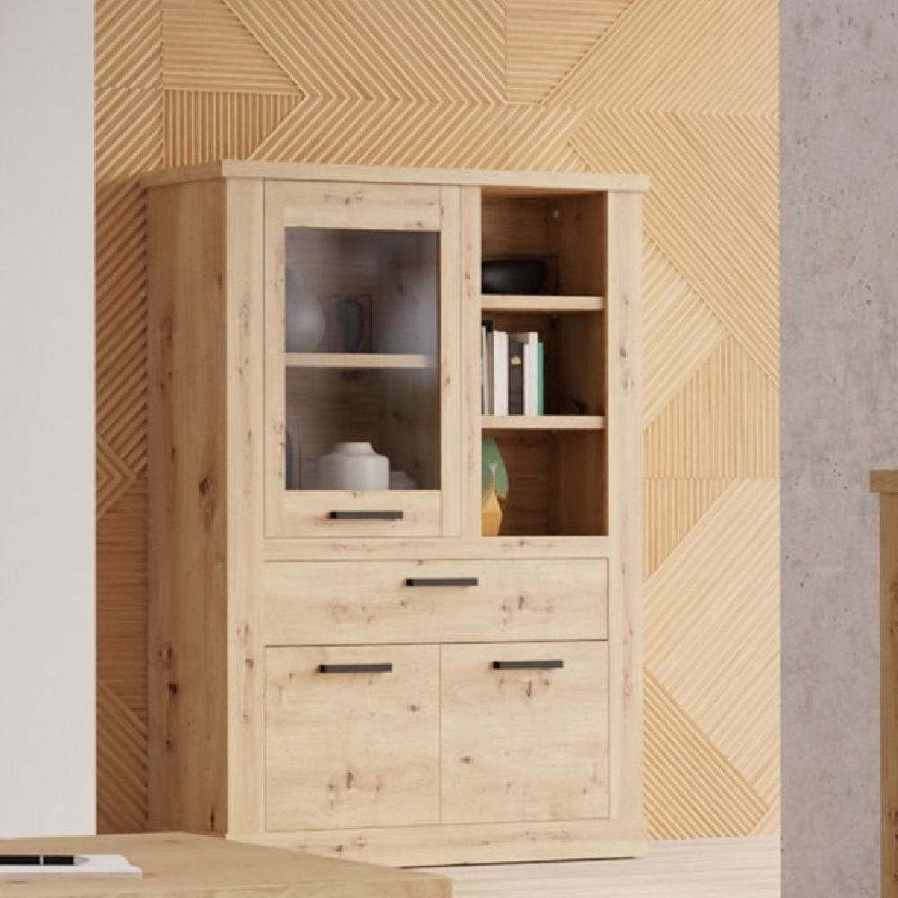 Caneadea LED Wooden Display Cabinet With 3 Doors In Artisan Oak ...