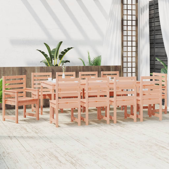 Canton Solid Wood Douglas 11 Piece Garden Dining Set In Natural ...