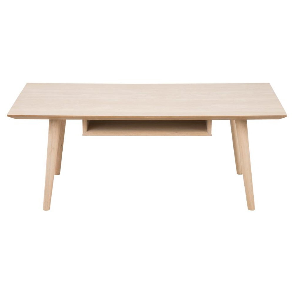 Canton Wooden Coffee Table With Undershelf In White Oak