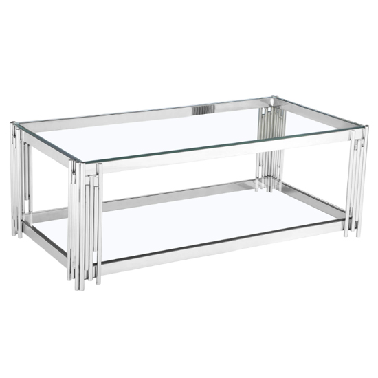 Cappy Clear Glass Coffee Table With Silver Metal Frame