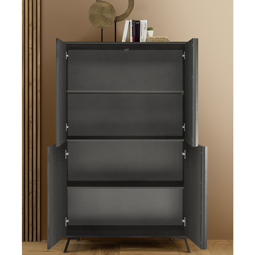 Cappy Wooden Highboard With 4 Doors In Black