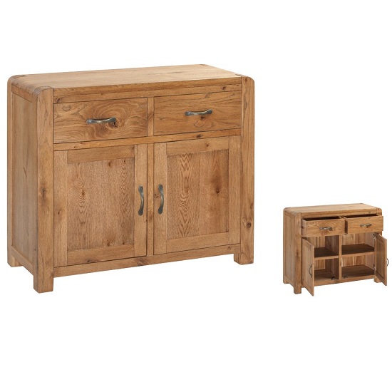 Capre Wooden Sideboard In Rustic Oak With Two Doors | Furniture in Fashion