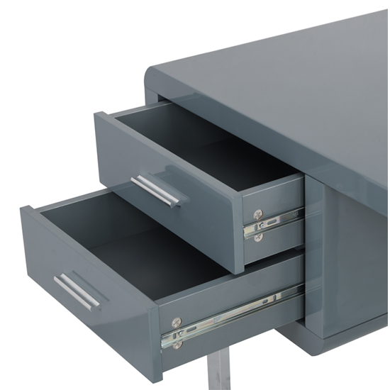 Carlo High Gloss Computer Desk In Grey With Chrome Legs | Furniture in ...
