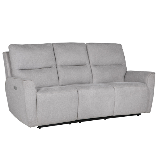 Carly Electric Recliner Chenille Fabric 3 Seater Sofa In Natural ...