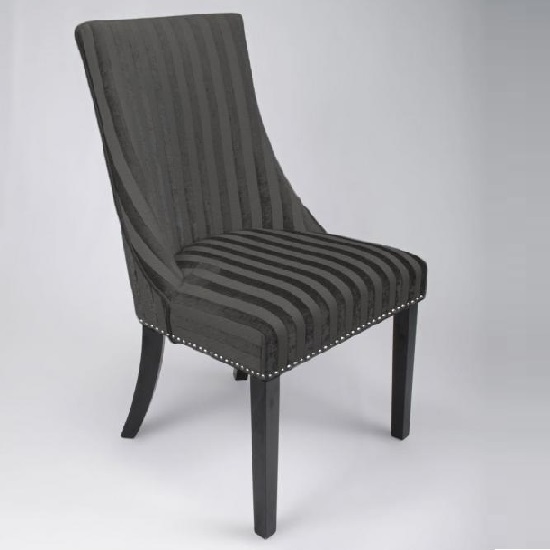 Carolyn Fabric Dining Chair In Velvet Stripe Charcoal | Furniture in ...