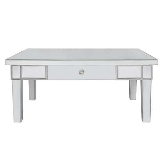 Carson Mirrored Coffee Table With 1 Drawer In Silver | Furniture in Fashion