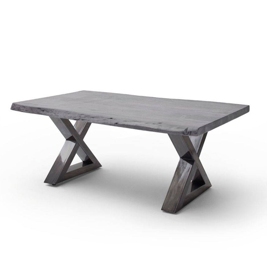 Cartagena Large Coffee Table In Grey With Brushed Steel Legs ...