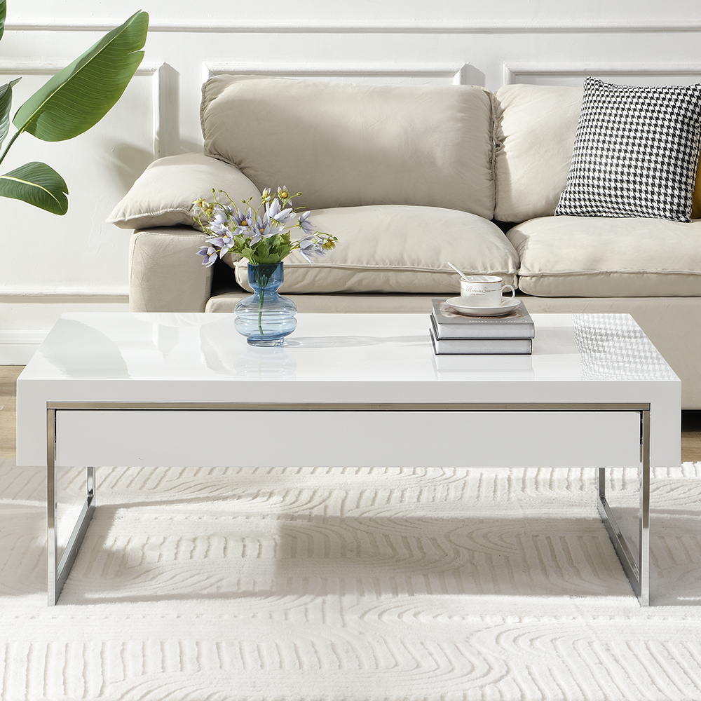 Casa High Gloss Coffee Table With 1 Drawer In White