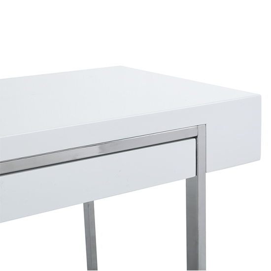 Casa High Gloss Computer Desk With 2 Drawers In White