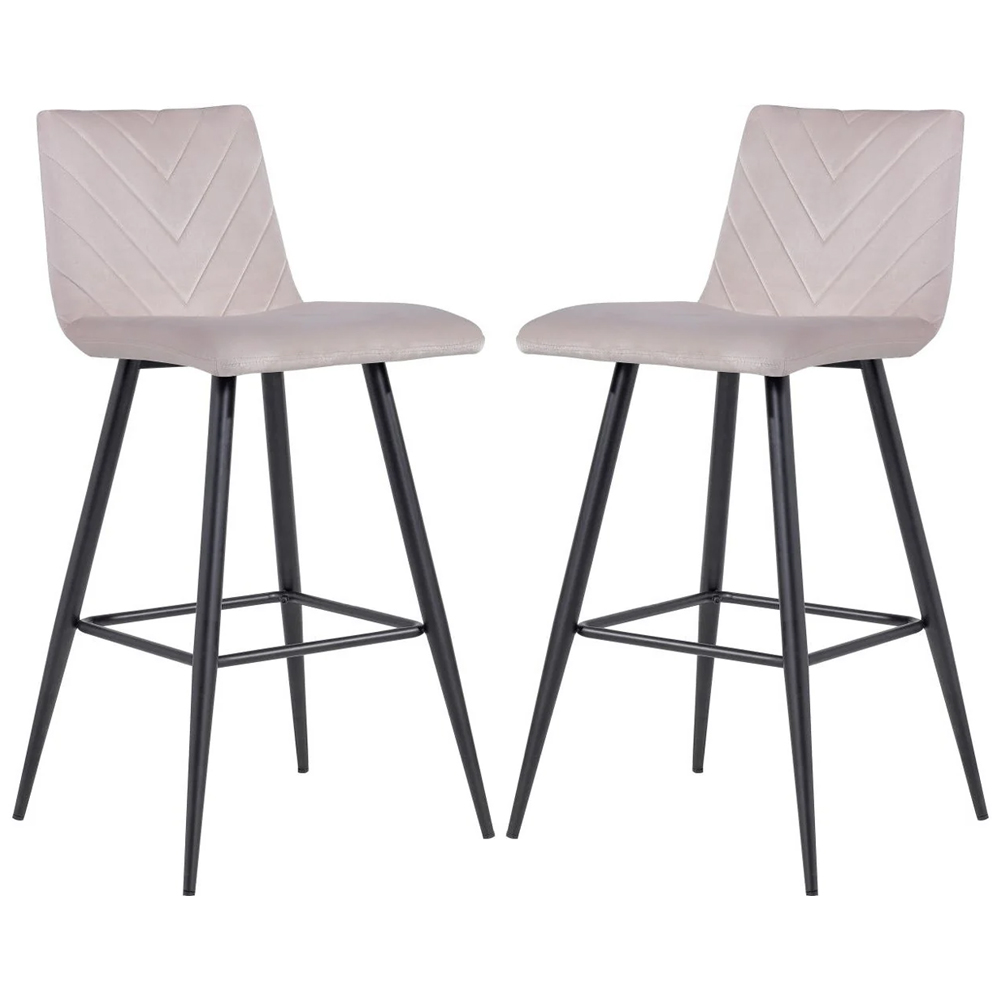 Casey Taupe Velvet Bar Stools With Metal Legs In Pair | Furniture in ...