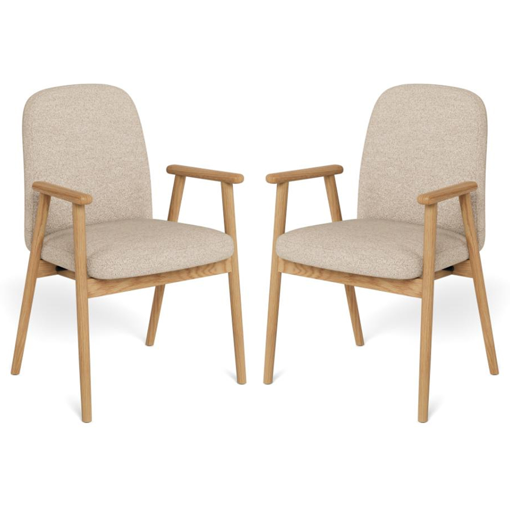 Castle Fabric Dining Chairs With Wooden Frame In Pair - Terracotta