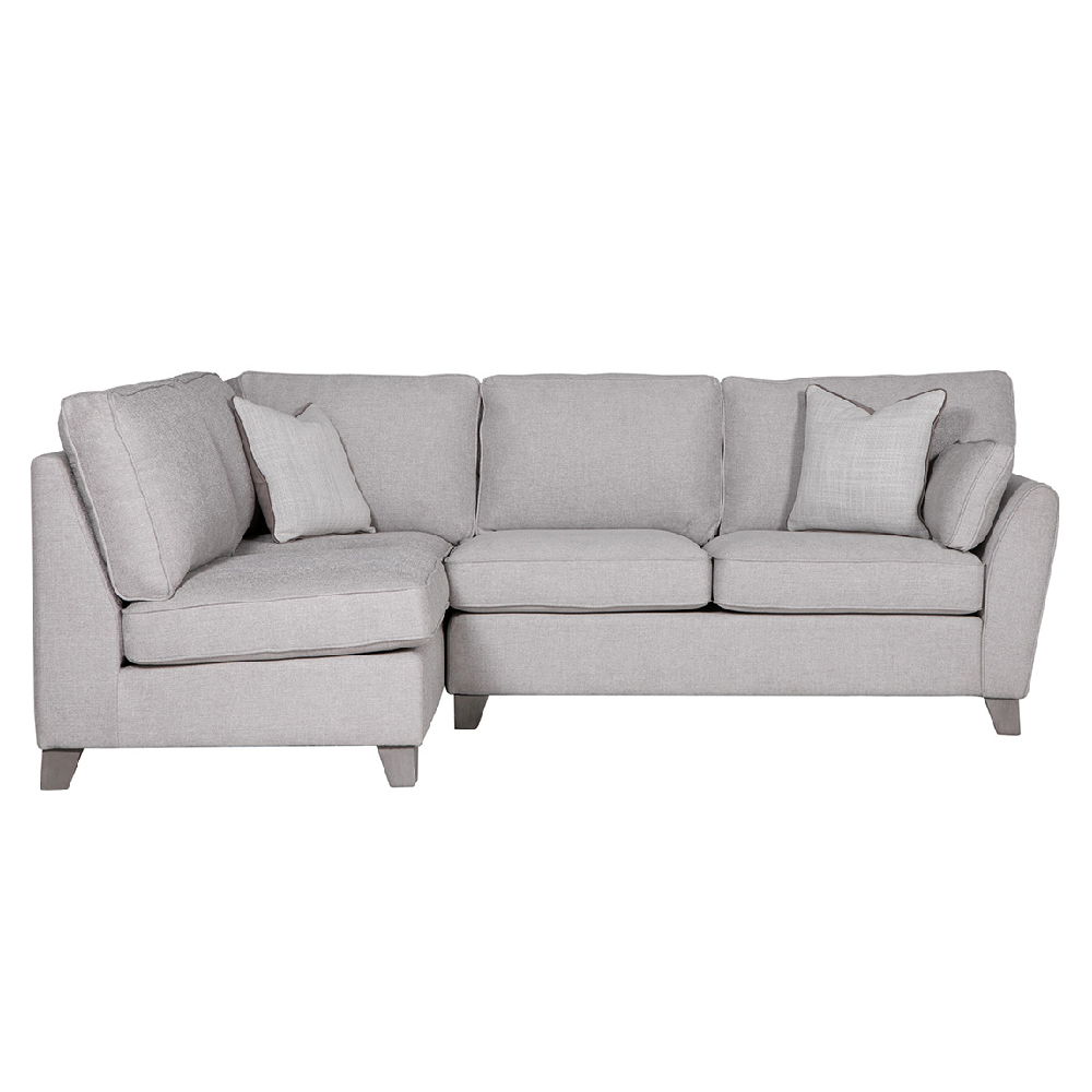 Castro Fabric Left Hand Corner Sofa With Oak Legs In Light Grey ...