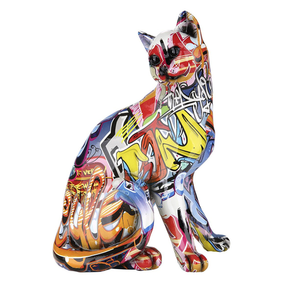Cat Pop Art Poly Design Sculpture In Multicolor