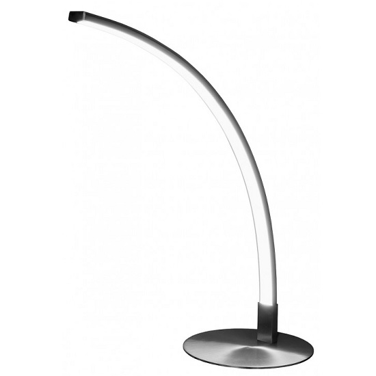 Celia LED Curved Table Lamp In Satin Steel | FiF