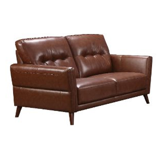 Celina Leather 3+2 Seater Sofa Set In Saddle With Tapered Legs