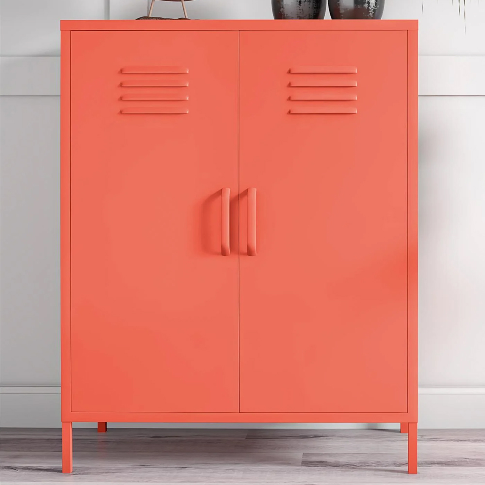 Cerritos Narrow Metal Storage Cabinet With 2 Doors In Orange