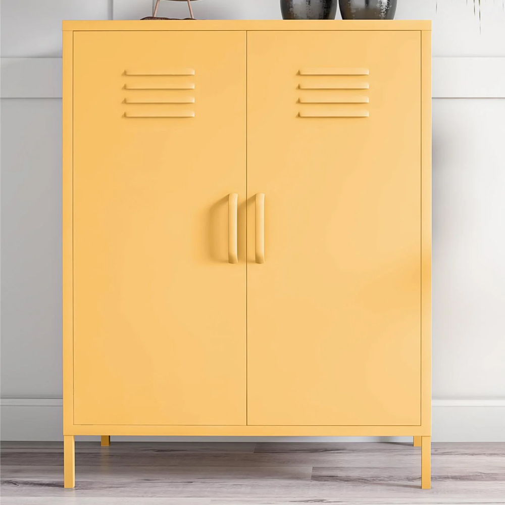 Cerritos Narrow Metal Storage Cabinet With 2 Doors In Yellow