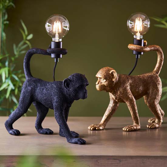 Cesme Monkey Table Lamp In Vintage Gold