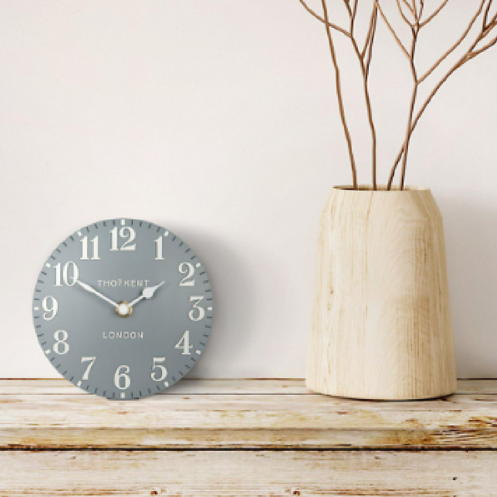 Chantilly Small Metal Mantel Clock In Flax Blue