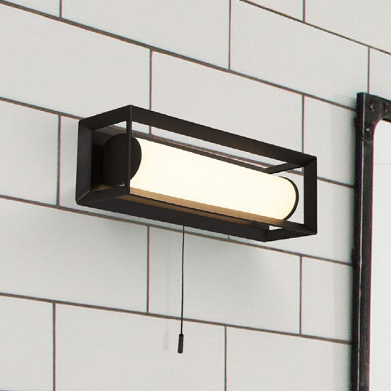 Chaplin LED Small Wall Light In Matt Black With Pull Switch | Furniture ...