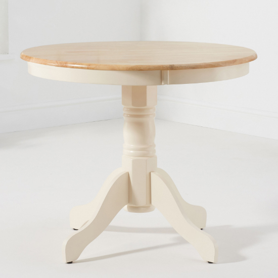 Chartin Round 90cm Wooden Dining Table In Oak And Cream | FiF