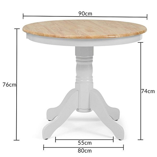 Chartin Round 90cm Wooden Dining Table In Oak And Cream | FiF