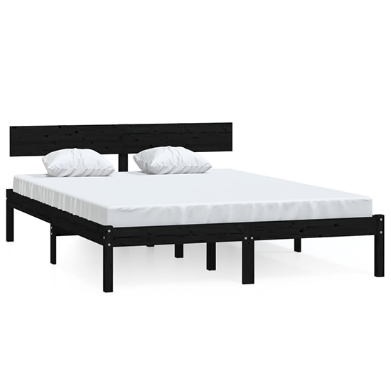 Chavez Solid Pinewood Double Bed In Black