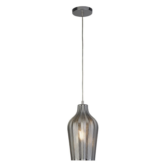 Chevron 1 Pendant Light In Chrome With Smoked Ribbed Glass | Furniture ...