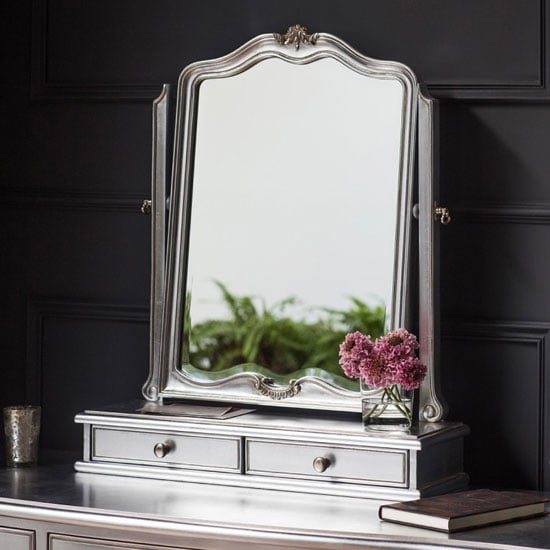 Chic Dressing Table Mirror In Silver | FiF