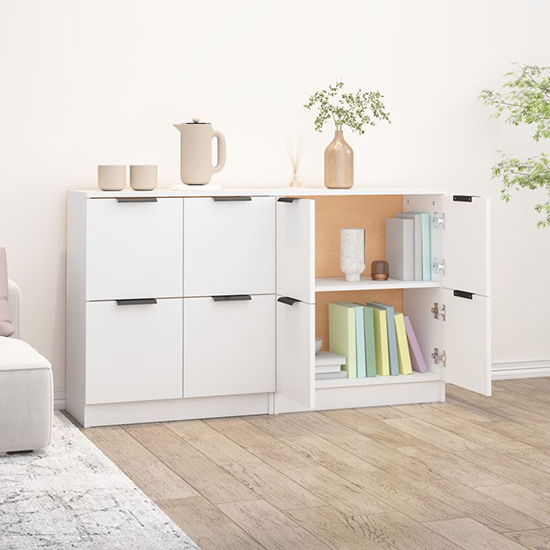 Chicory Wooden Sideboard With 4 Doors In White | Furniture in Fashion